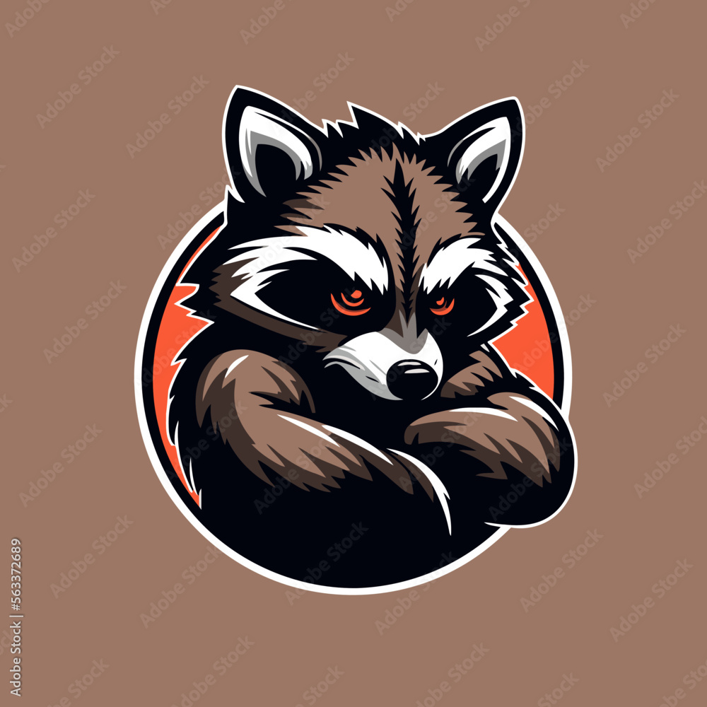 raccoon head animal logo character mascot vector illustration Stock ...