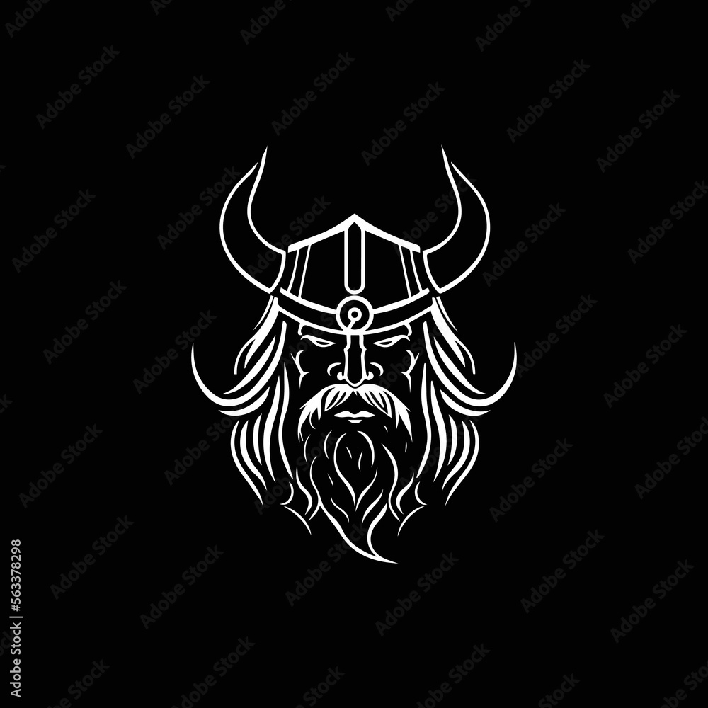 Line art drawing of a viking face simple line art illustration template ...