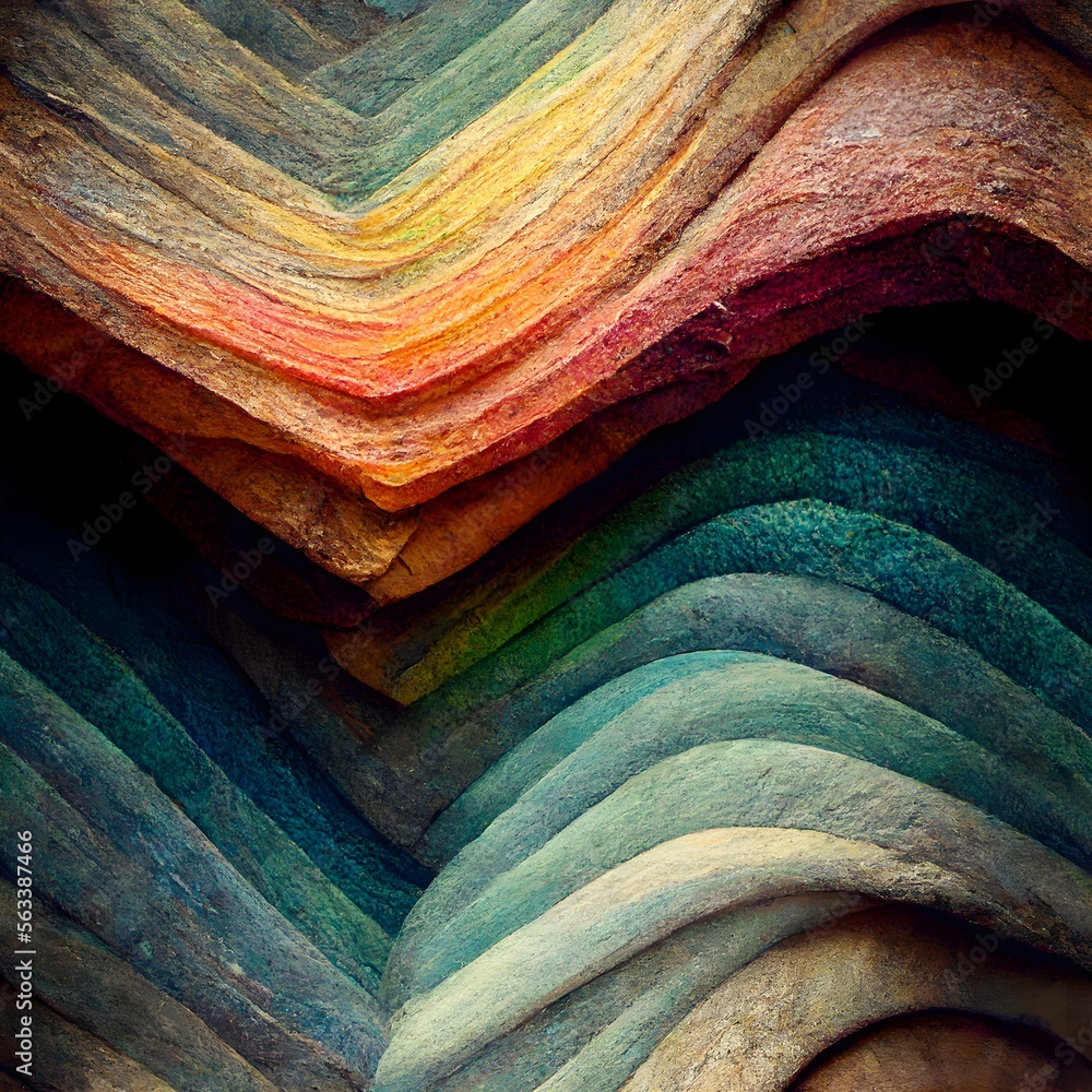 puffedup shiny and crusty texture analogous vivid rainbow colors ...