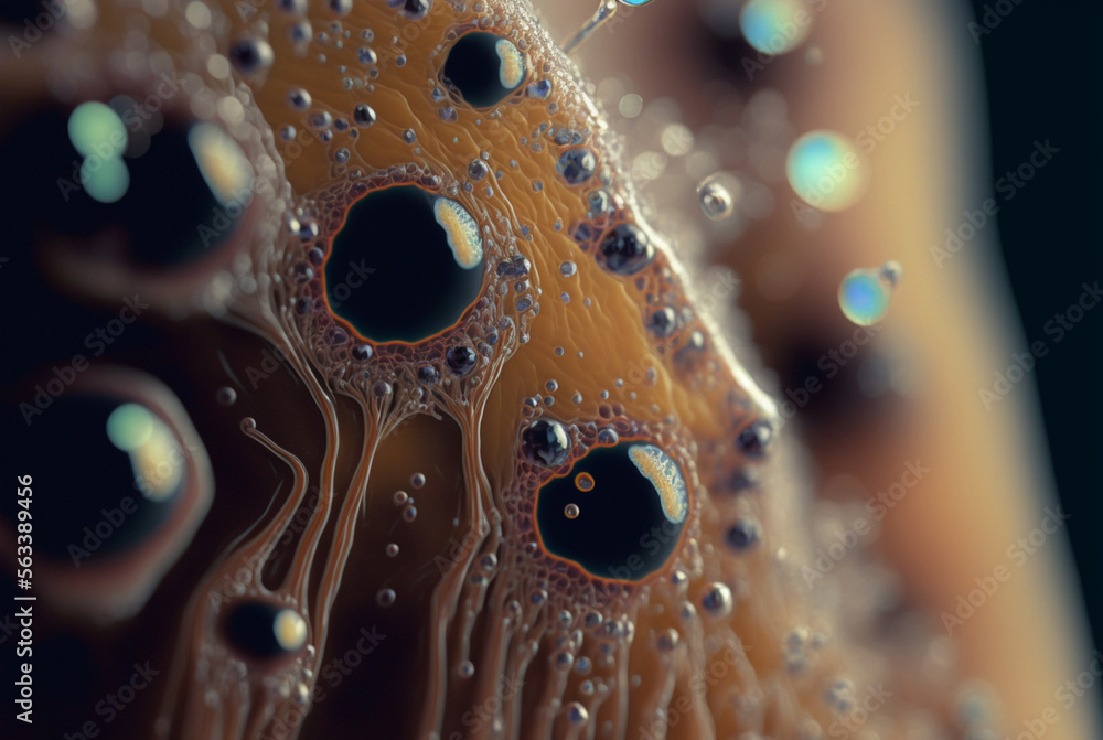 microscope of fantasy alien weird and bizarre lifeform with eye skin ...