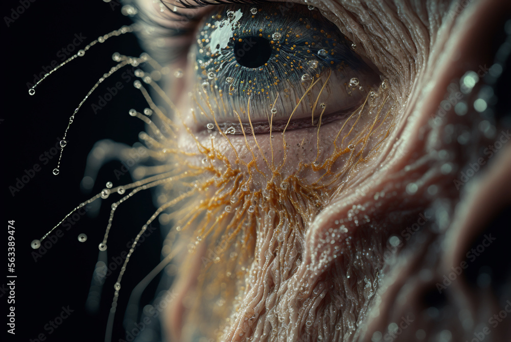 microscope of fantasy alien weird and bizarre lifeform with eye skin ...