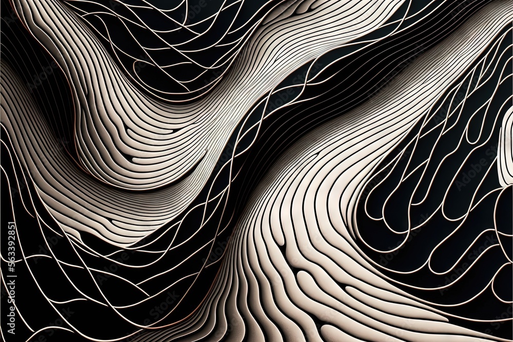 a computer generated image of a wavy pattern on a black background with ...