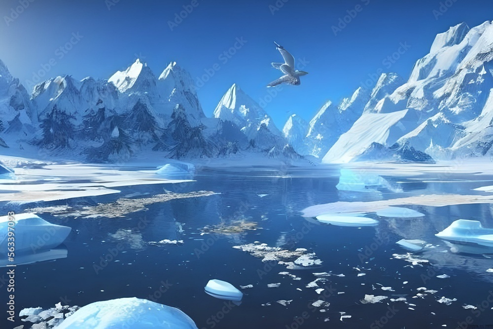 Frozen Adventure - A Simple Cartoon Illustration of an Ice Landscape ...