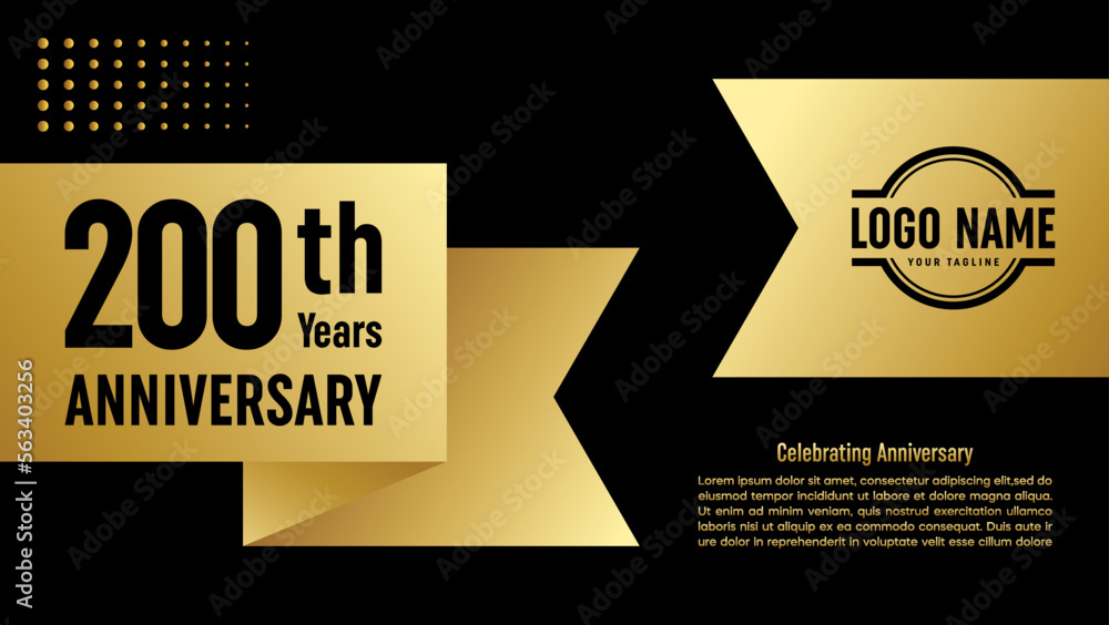 200th Anniversary template design concept with golden ribbon for ...