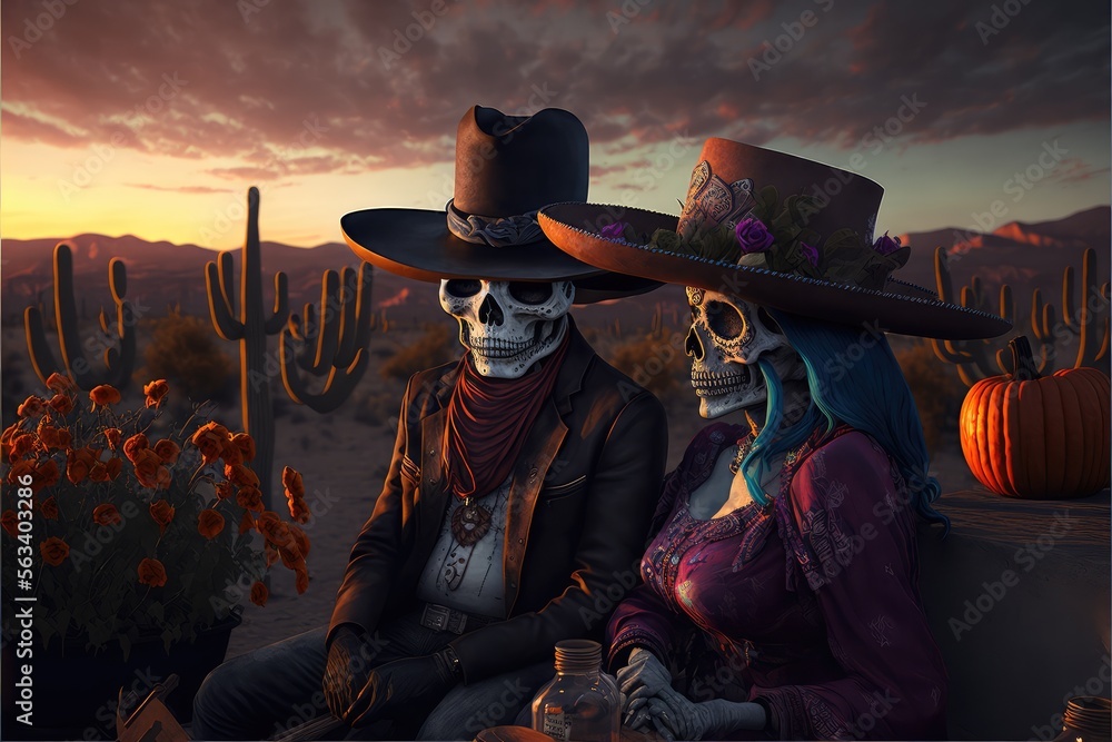 Dia de los muertos, male and female catrina: Catrina and Catrin wearing ...