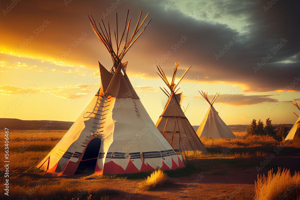 Indigenous first nation tipis on the great plains of north america ...