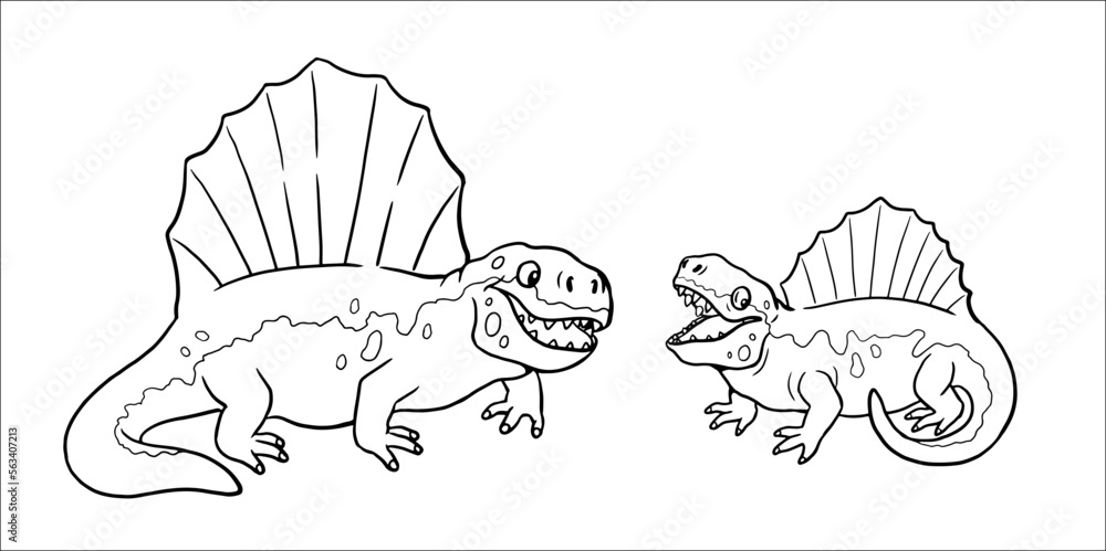 Cute dinosaur dimetrodon for coloring. Vector template for a coloring ...