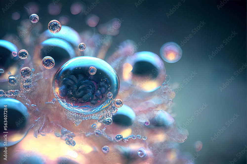 Microscopic electron macroscopic close view of cells and ovum attacked ...