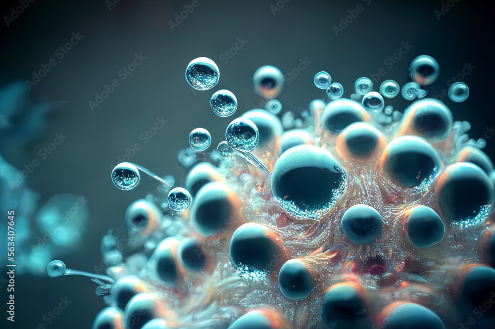 Microscopic electron macroscopic close view of cells and ovum attacked ...