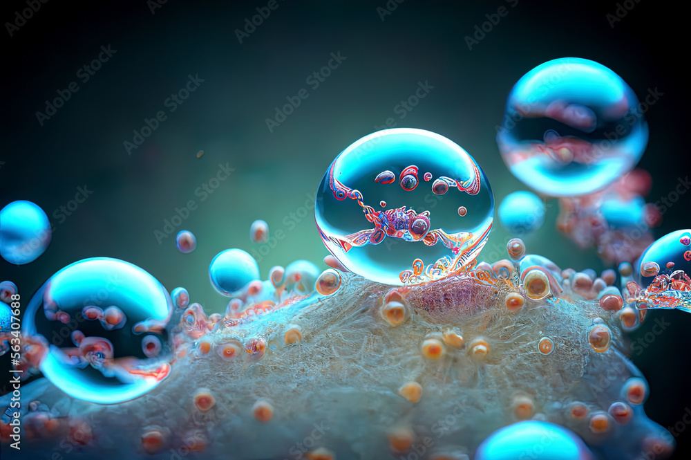 Microscopic electron macroscopic close view of cells and ovum attacked ...