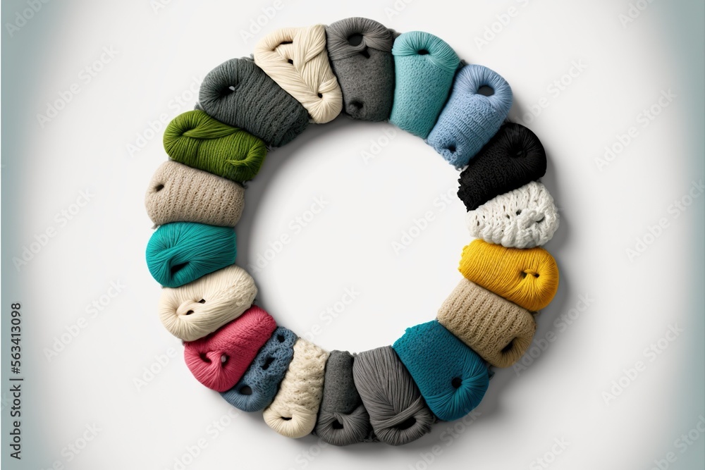 Beautiful round frame with copy space made of dirty socks, created with ...