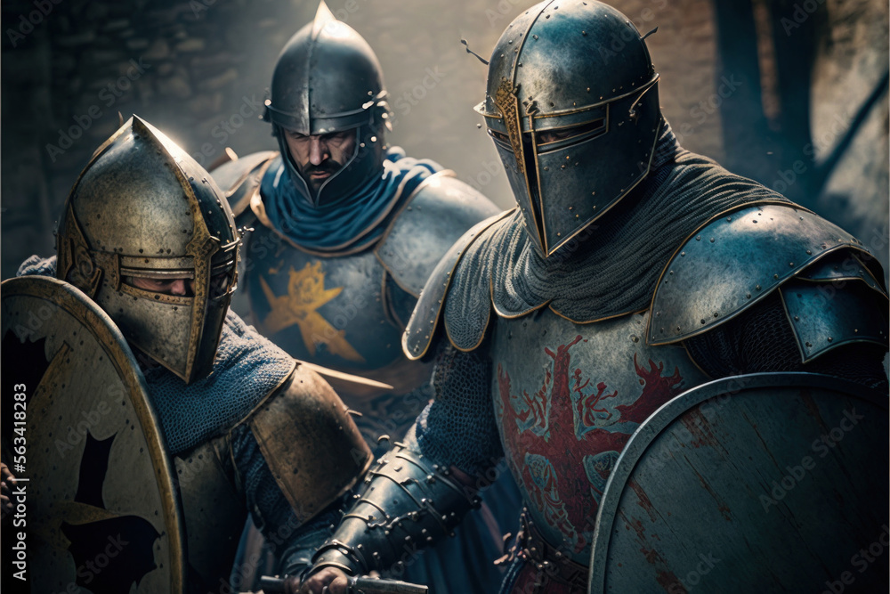 Byzantine soldiers fighting in war in full armour in Eastern Roman ...