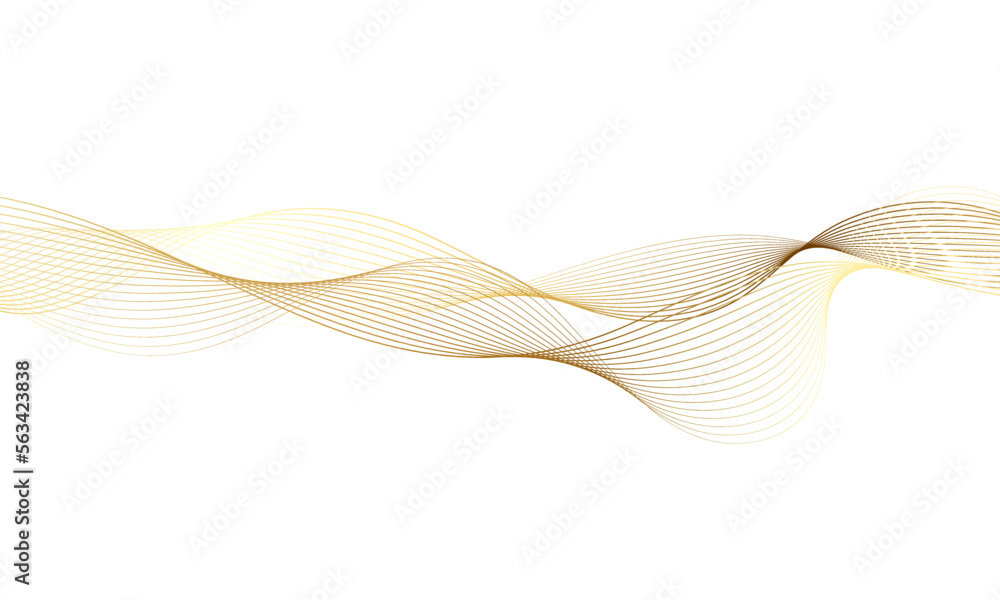 Abstract gold gradient wave element for design. Digital frequency track ...