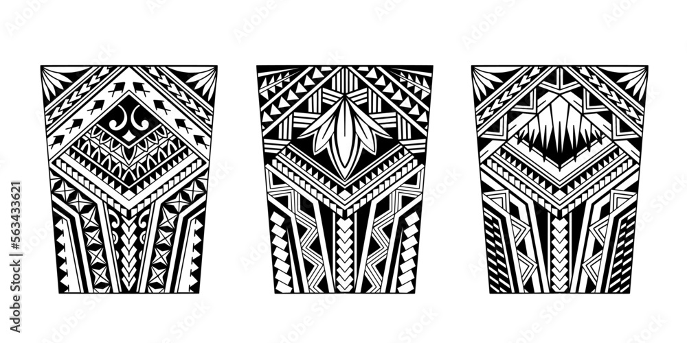 Wrap around arm polynesian tattoo set design. Pattern aboriginal samoan ...