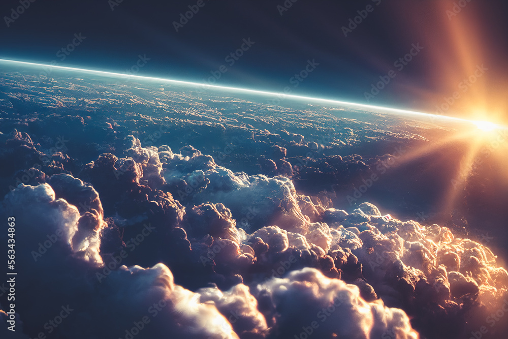 Splendid background cloudscape above the earth's atmosphere in the ...