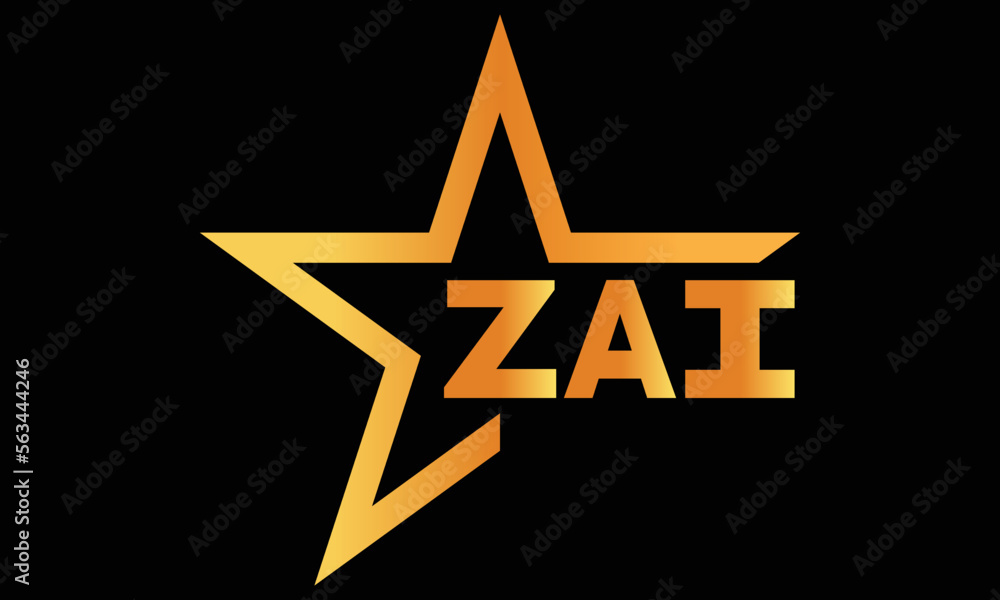 ZAI golden luxury star icon three letter logo design vector template ...