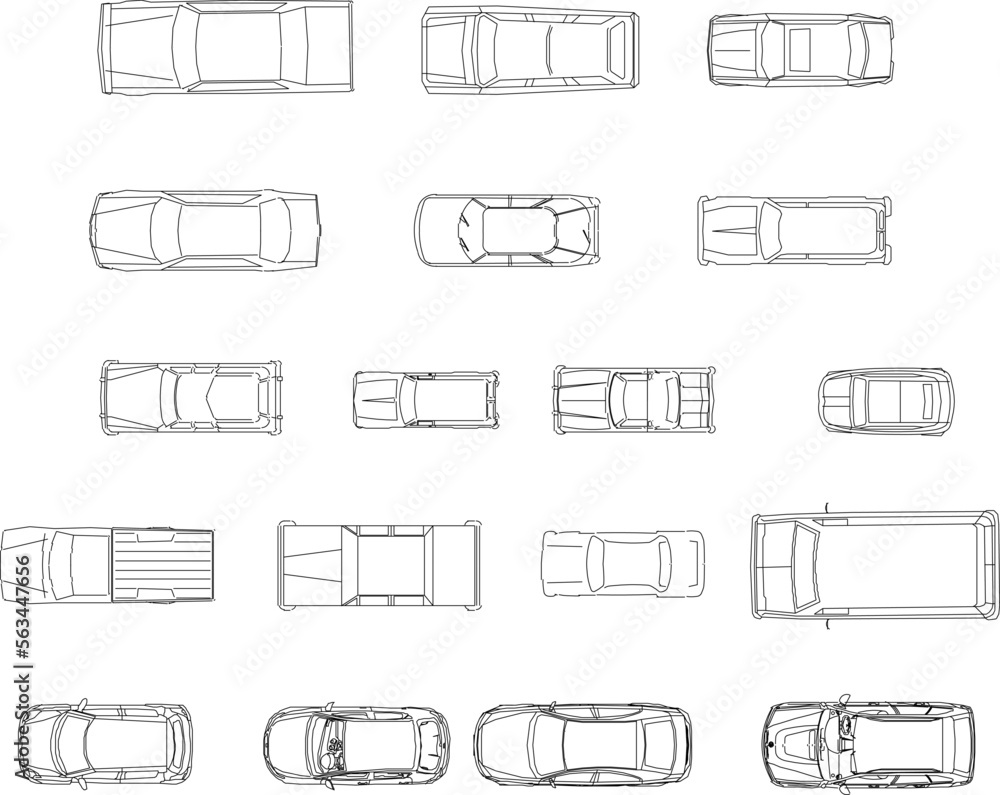 sketch vector illustration of car design top view Stock Vector | Adobe ...