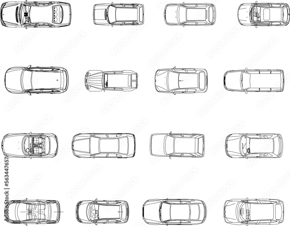 sketch vector illustration of car design top view Stock Vector | Adobe ...
