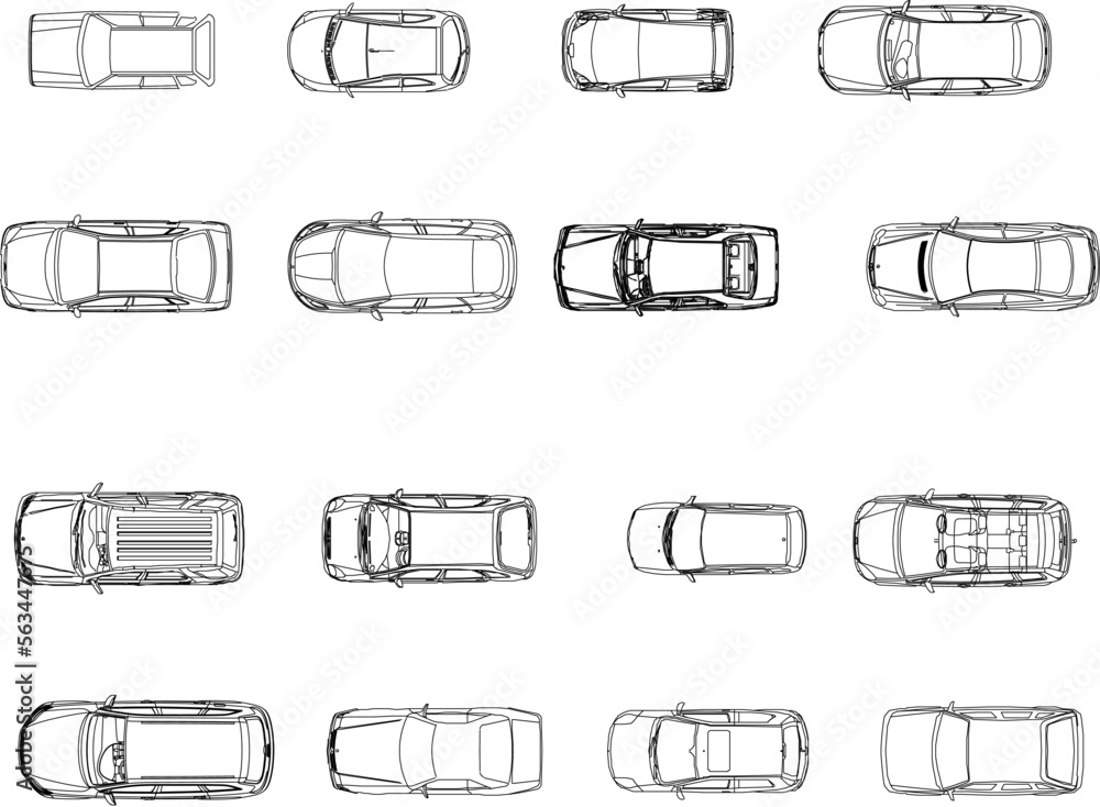 sketch vector illustration of car design top view Stock Vector | Adobe ...