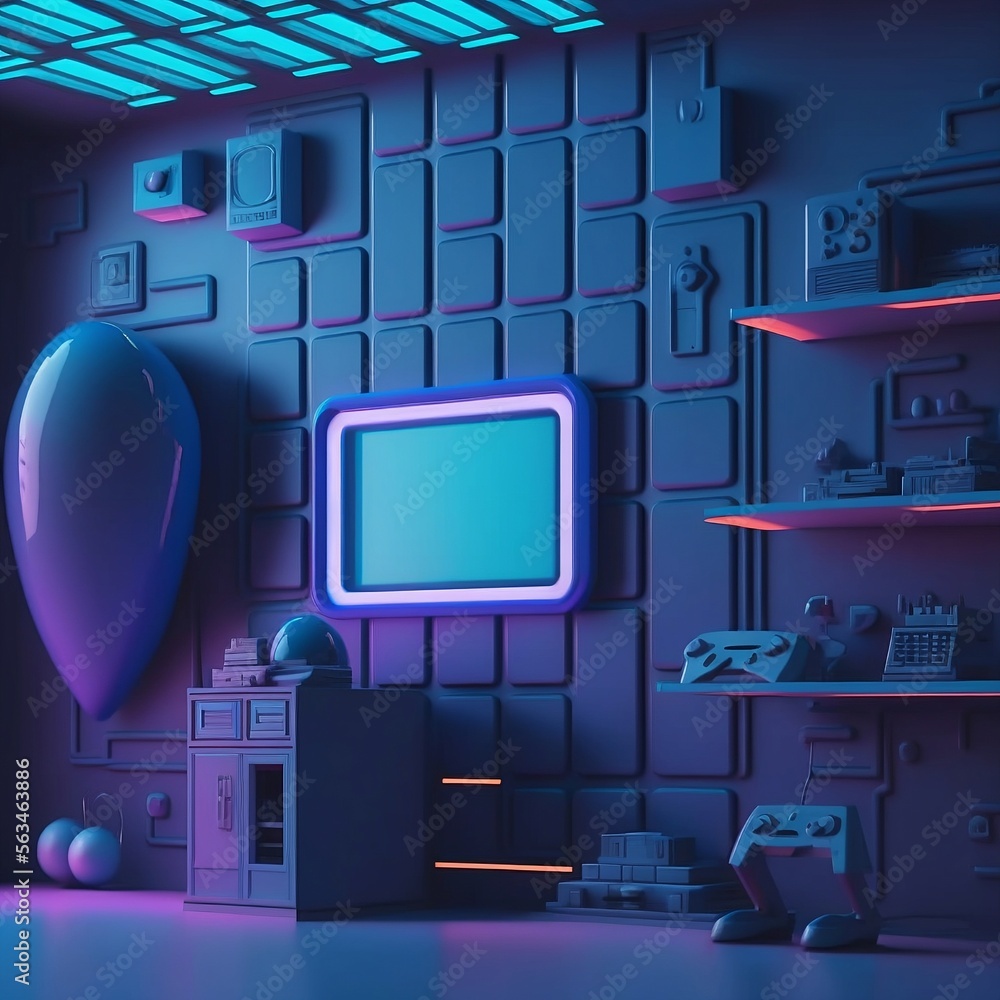 Gaming Room Environmenyt background for videos Stock Illustration ...