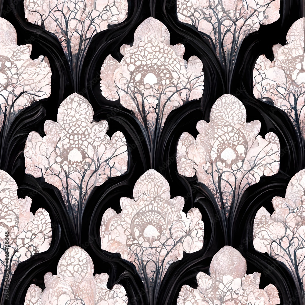 pastel Gothic illustration pattern wallpaper black background hires ...