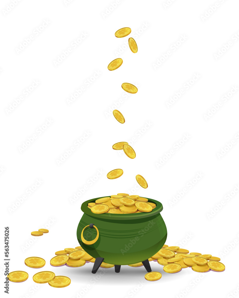 Gold Coins Falling From Pot