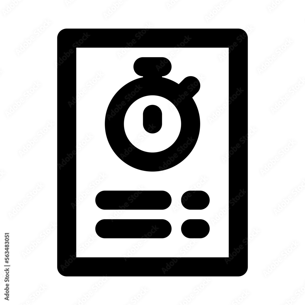 Timesheet Isolated Silhouette Solid Line Icon with timesheet, time ...