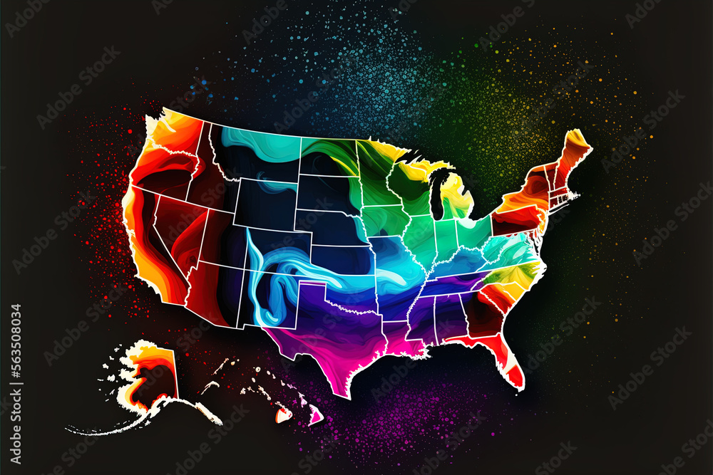 Rainbow of States: A Colorful Map of the United States Showcasing ...