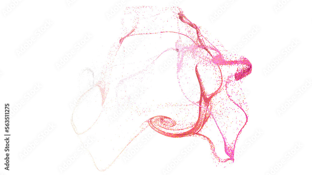 3D rendering of turbulent field of sand particles or fine dirt with ...