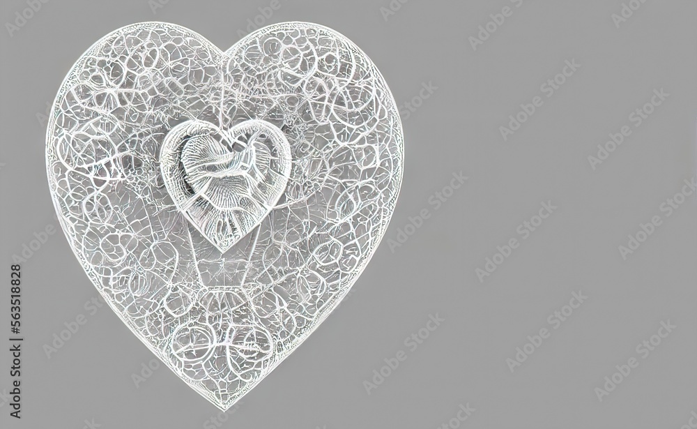 intricate 3D sculpture of a white designer valentine's heart created by ...