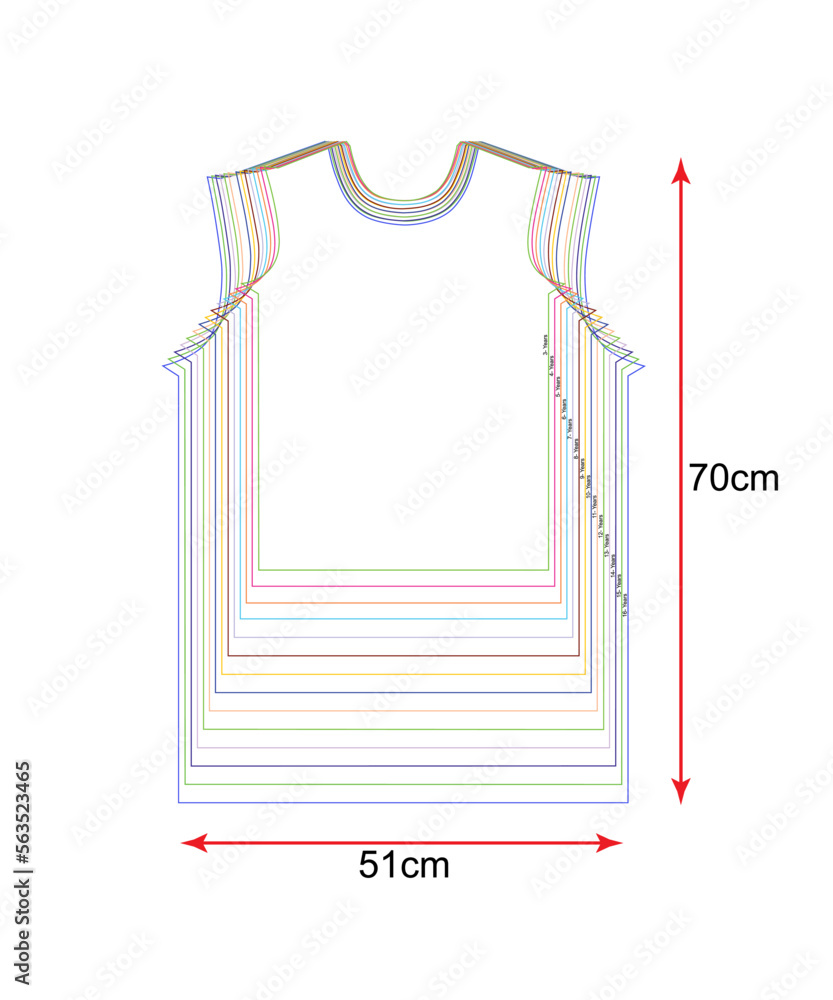 Apparel sewing pattern block outline drawing vector illustration front ...