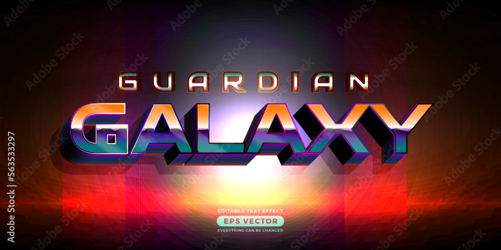 Guardian galaxy editable text style effect in retro look design with ...