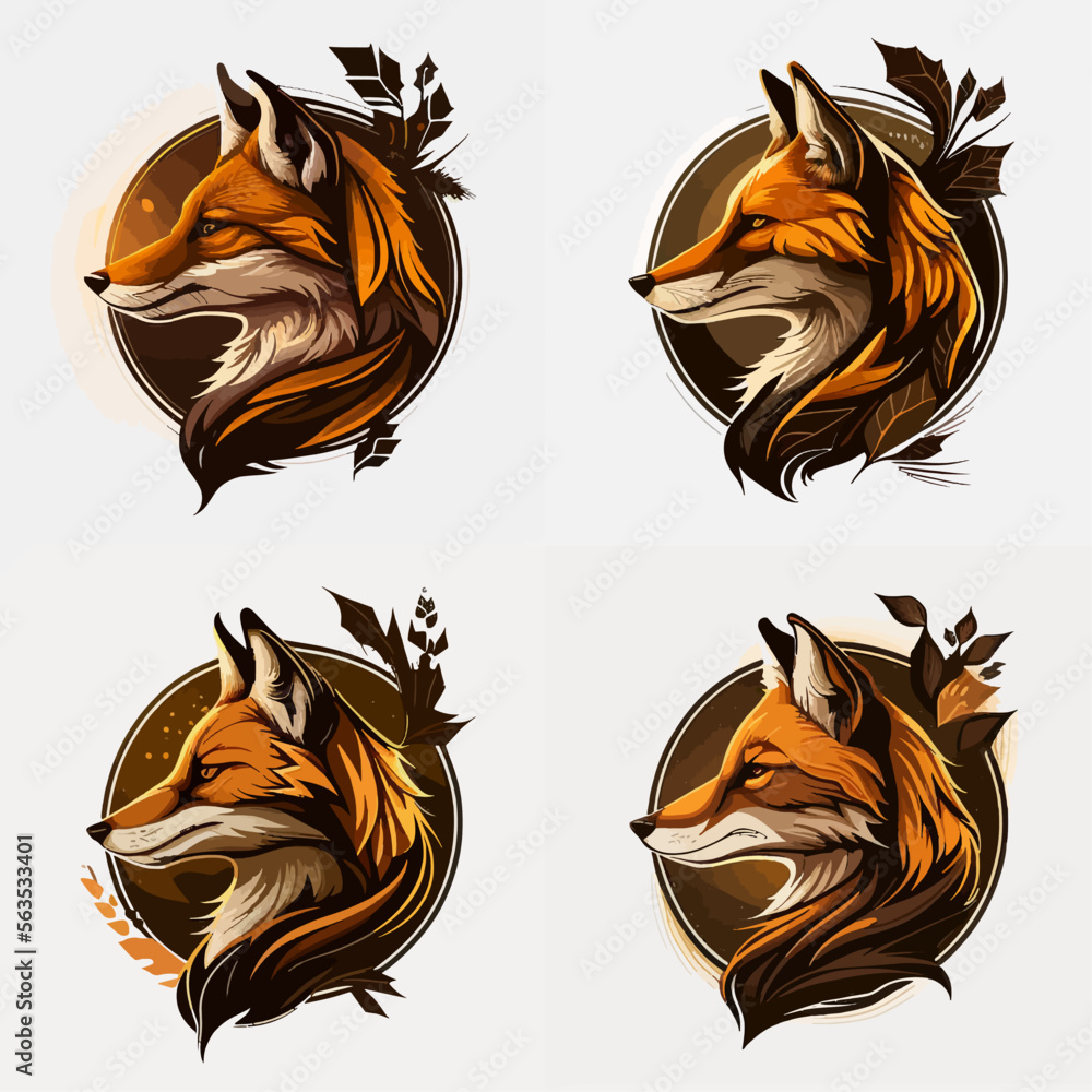 4 variants of fox vector logo Stock Vector | Adobe Stock