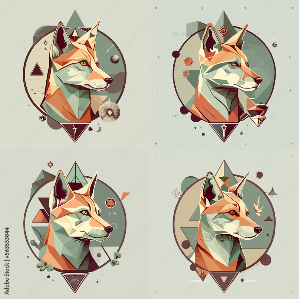4 variants of fox vector logo Stock Vector | Adobe Stock