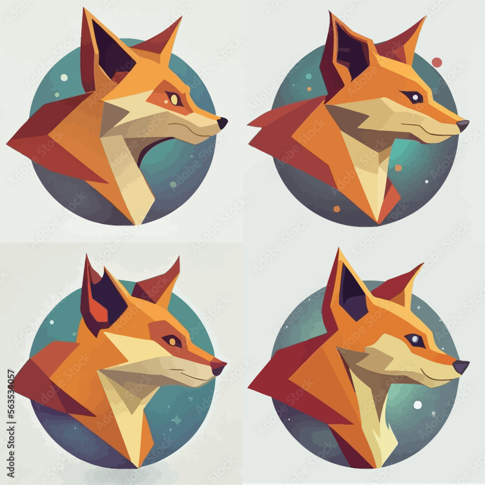 4 variants of fox vector logo Stock Vector | Adobe Stock