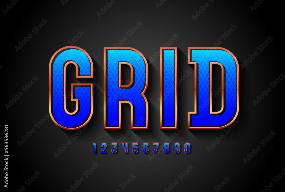 3d Golden font with gold contour, trendy chic alphabet, modern ...