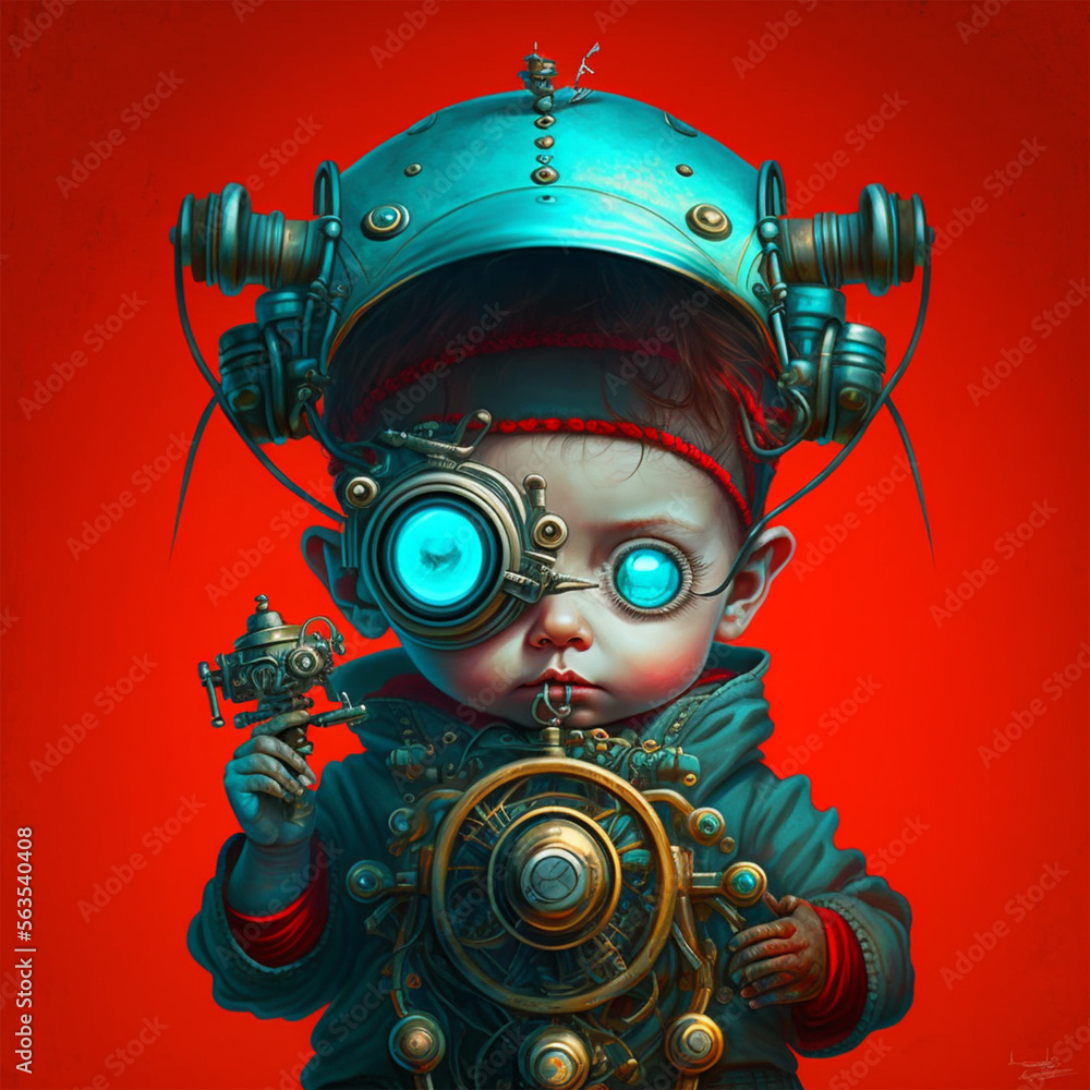 robot cyborg soldier child Stock Illustration | Adobe Stock