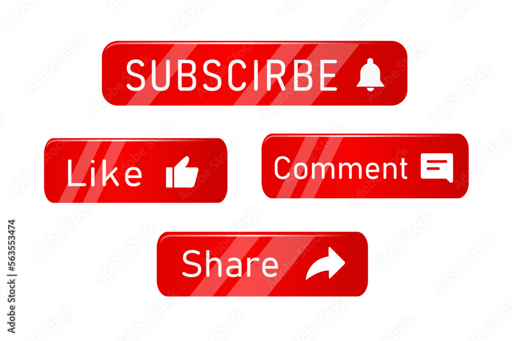 Vector illustration, Vector subscription button icon with bell, share ...