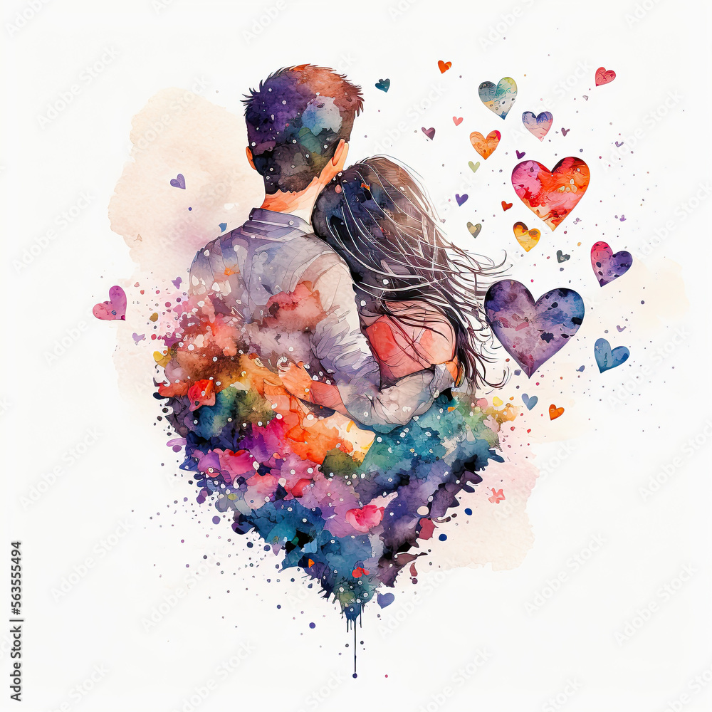 Couple in love hugging and kissing. Young love. ai generated ...