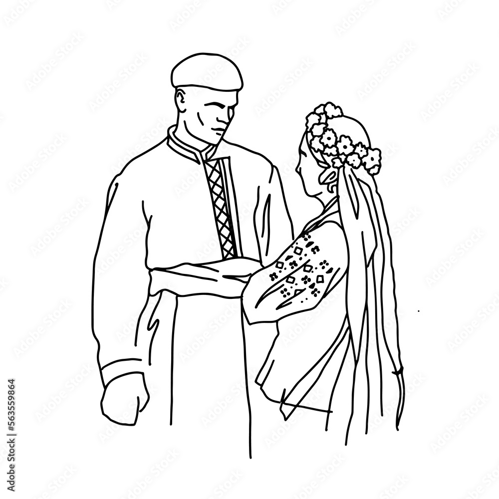 Vector illustration of Ukrainian couple in love wearing traditional ...