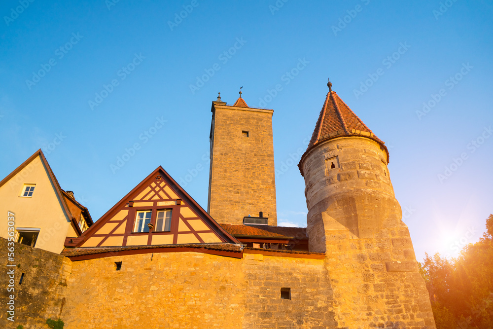 Old or historical building and tower with blue sky background at ...