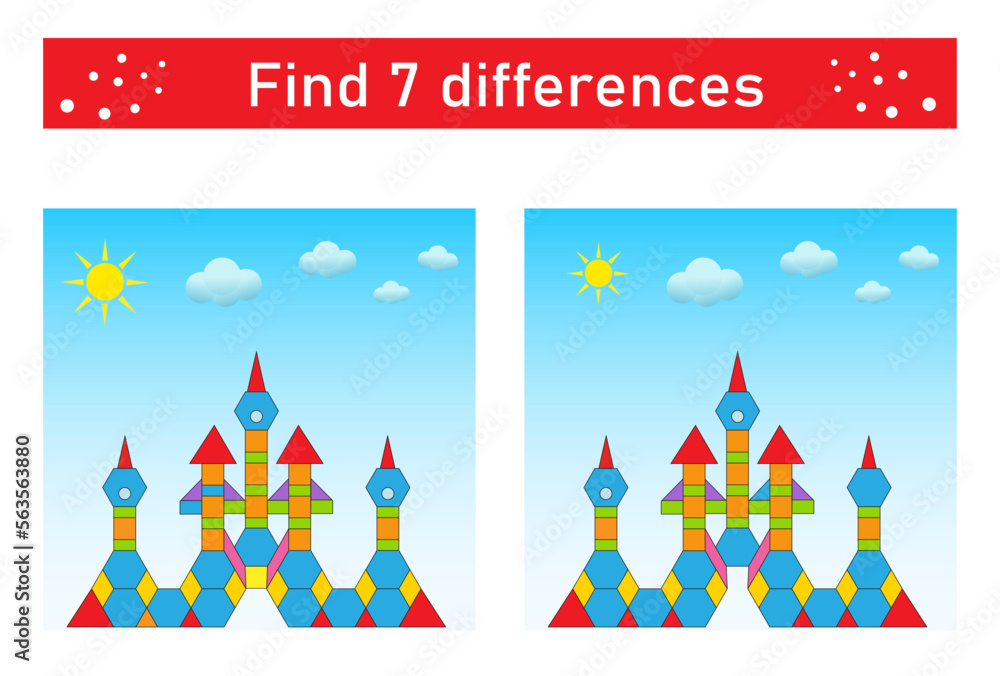 Find 7 differences. Logic puzzle game for children. Preschool worksheet ...