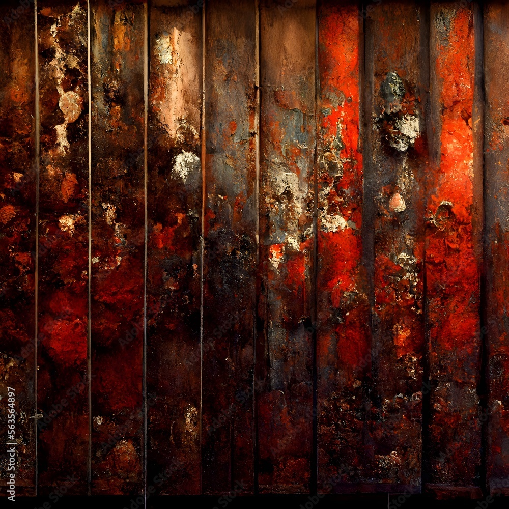 red rusted and dusted dark iron wall texture scratches photorealistic ...