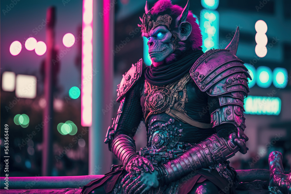 demon samurai monkey with armor Stock Illustration | Adobe Stock