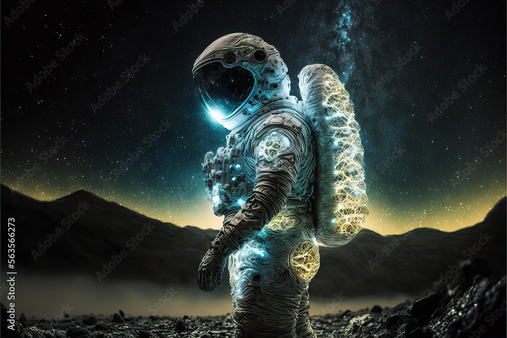 "A Remarkable Picture of an Astronaut in a Bright Space Suit Walking on ...