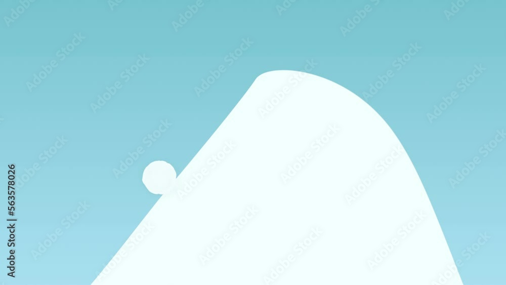 Snowball effect concept, slowly rolling uphill then downhill and speeds ...