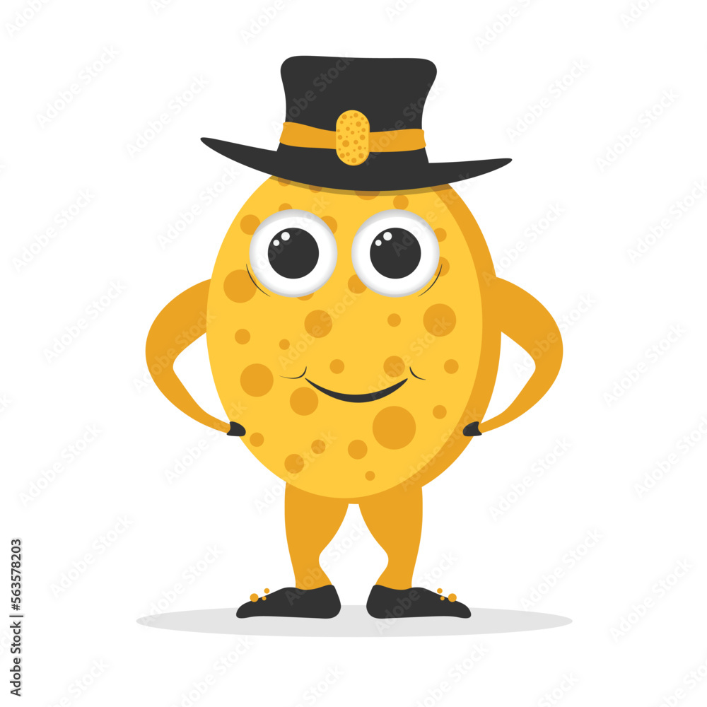 Cartoon sponge character. Yellow sponge mascot made of soft, porous ...