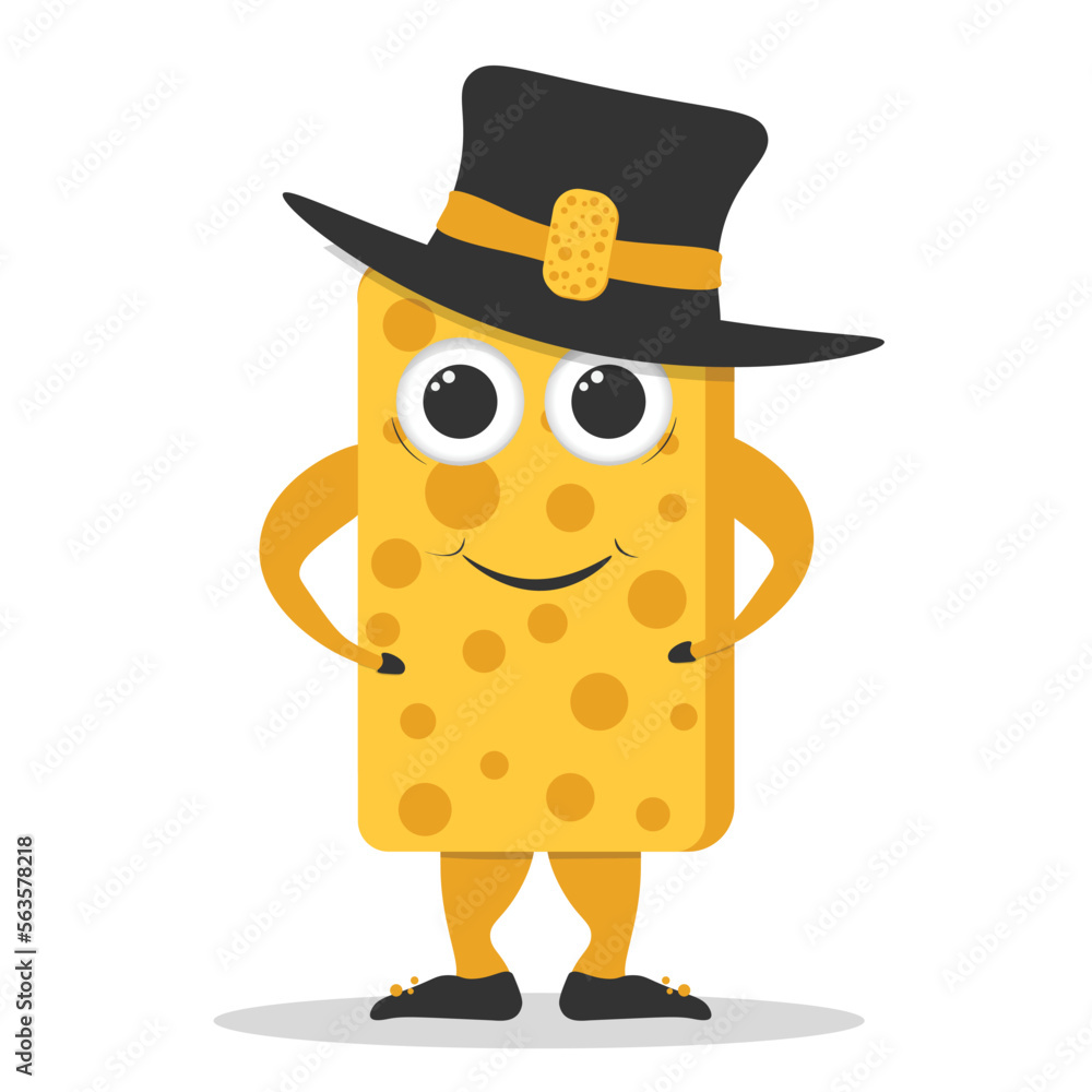 Cartoon sponge character. Yellow sponge mascot made of soft, porous ...