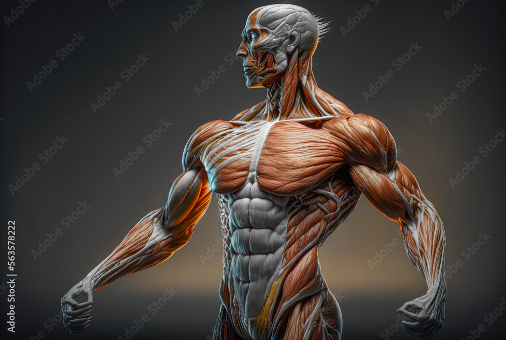 human body anatomy muscles - Illustration - Generative AI Stock ...