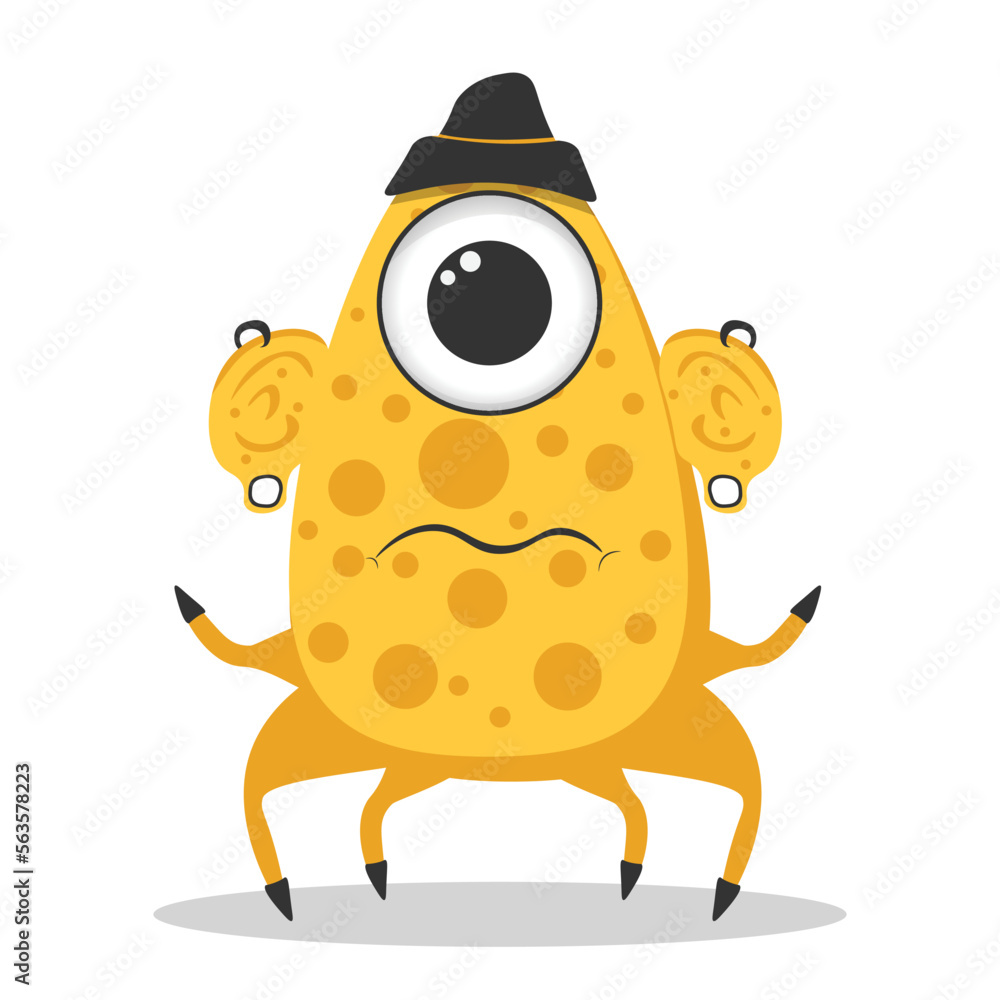 Cartoon sponge character. Yellow sponge mascot made of soft, porous ...